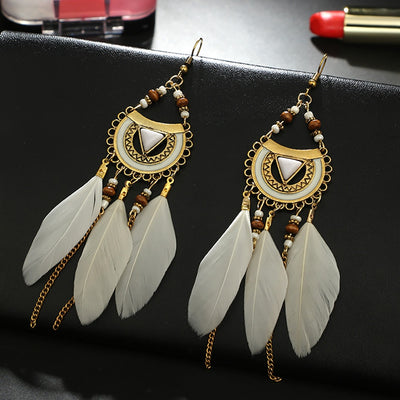 Boho Tassel & Feather Earrings - Handmade in Thailand ॐ – Thaluta